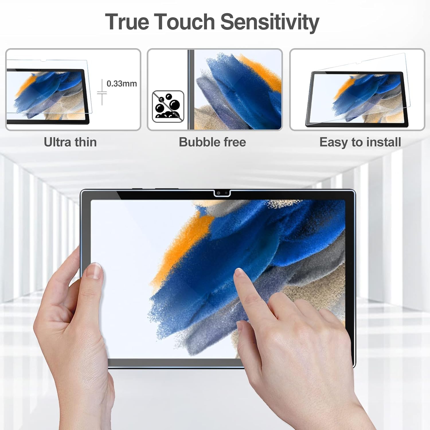 ZenRich 2 Pack Anti Glare Tempered Glass Screen Protector for Samsung Galaxy Tab A8 10.5 Inch (SM-X200/X205/X207) with 9H Hardness/Bubble Free/Anti-Scratch/High Touch Sensitivity