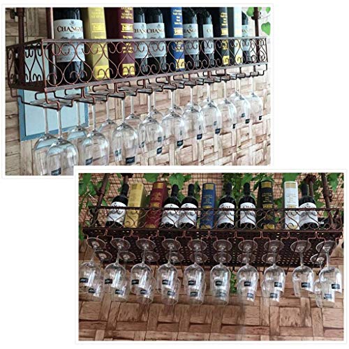 PIBM Stylish Simplicity Wine Rack Wine Rack Adjustable Height, Ceiling Mounted Hanging Wine Bottle Holder Metal Iron Wine Glass Holder High Cup Holder Wine Rack Wall Hanging, Bronze , 50*25CM