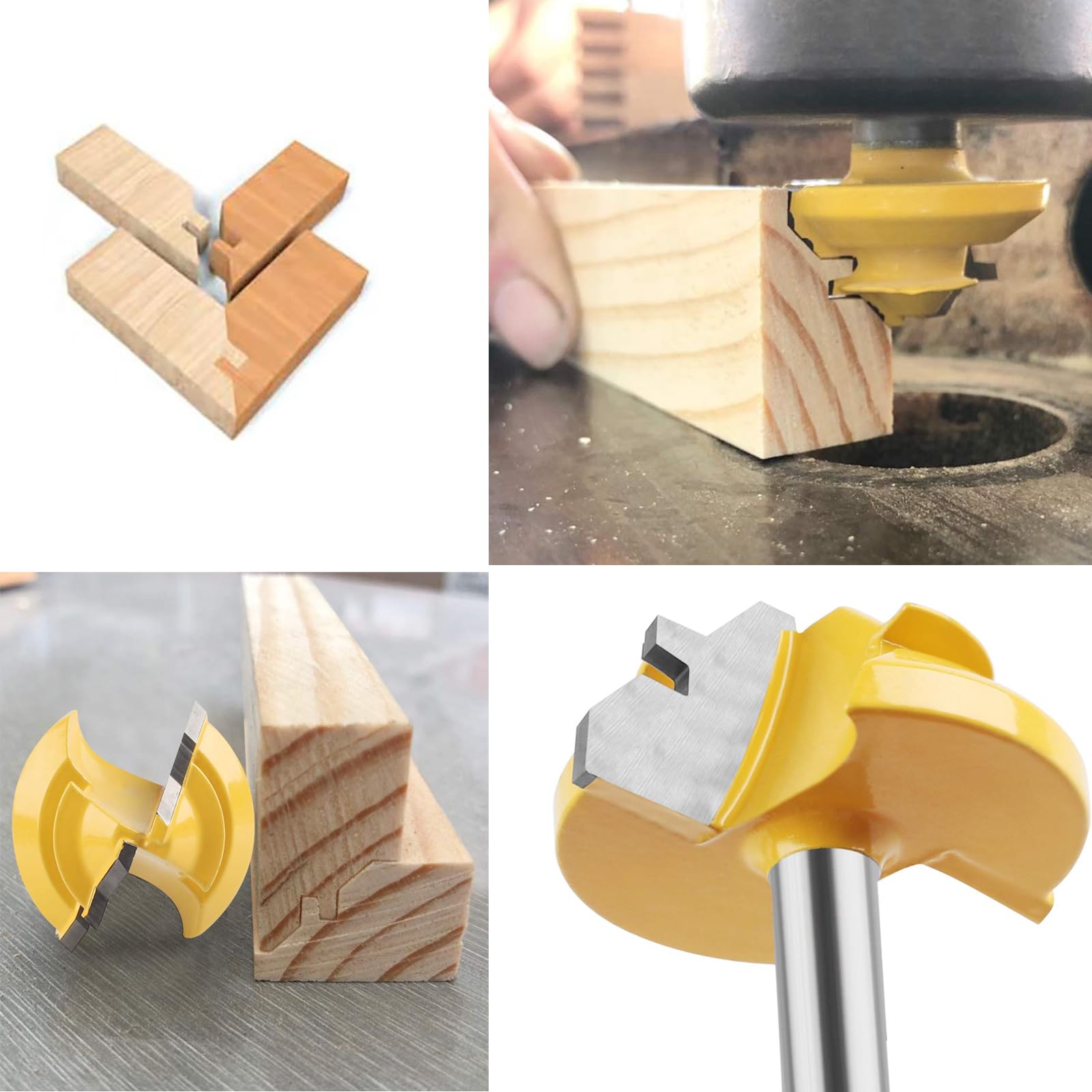 TOEVER 1/4 Inch Shank Router Bit,45 Degree Lock Miter Router Bit , for 31/64", 37/64",3/4" Cutting Height,3-Piece Joint Router Bits, Wood Milling Cutter Glue Joint Tools Set(3PCS 1/4 Shank)