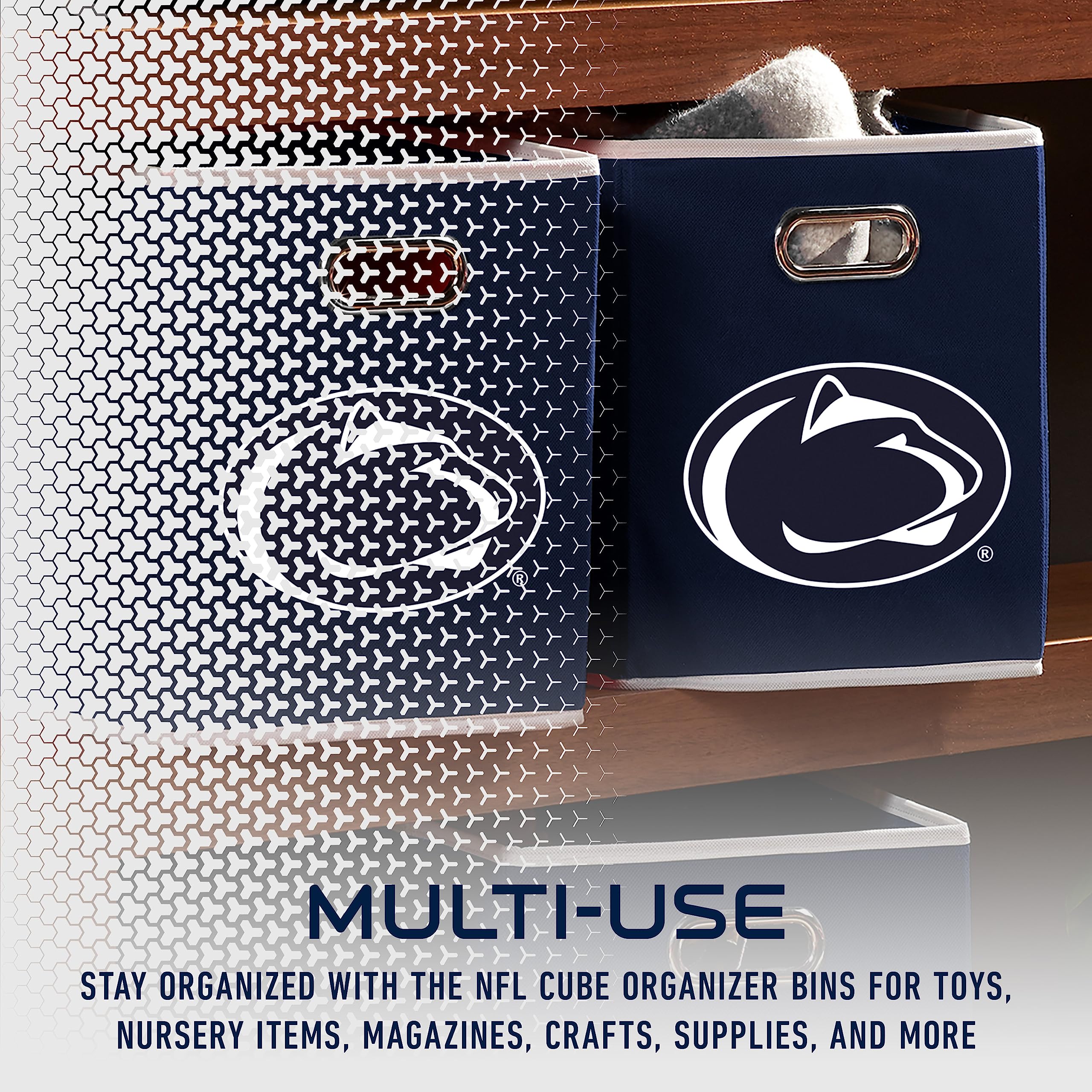 Franklin Sports Storage Bin - Made to Fit Storage Bin Shelf Organizers - 10.5" x 10.5" - College Officially Licensed White