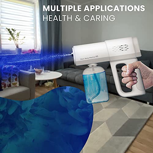 NORDMOND Professional Disinfectant Fogger Machine, Sanitizer Sprayer. Electrostatic ULV Atomizer & Cordless Handheld Nano Steam Gun β Rechargeable Spray Gun with Blue Light for Touchless Sanitization