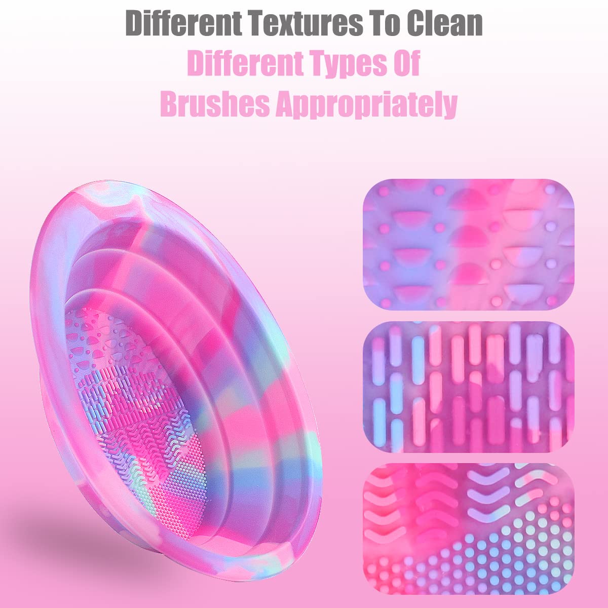 Makeup Brush Cleaning Mat Foldable Environmental Silicone Cleaning Bowl, Brush Cleaning Pad Easy Clean Girl Makeup Brush Cleaner Washing Tools (Colorful)