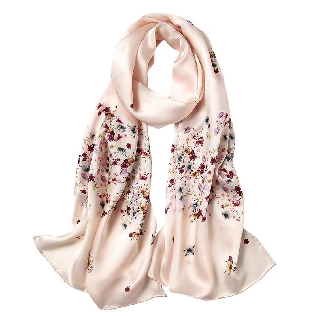JIARI Women's Pure Mulberry Silk Scarf Long Satin Scarf Lightweight Wraps for Headscarf and Neck (Suihua13)