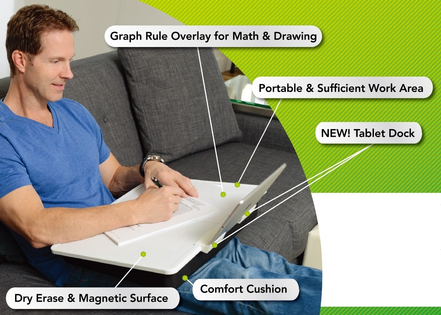 Fun Express EZDesk Magnetic Dry Erase Lap Desk with Graph Ruling, Tablet Dock and Accessories