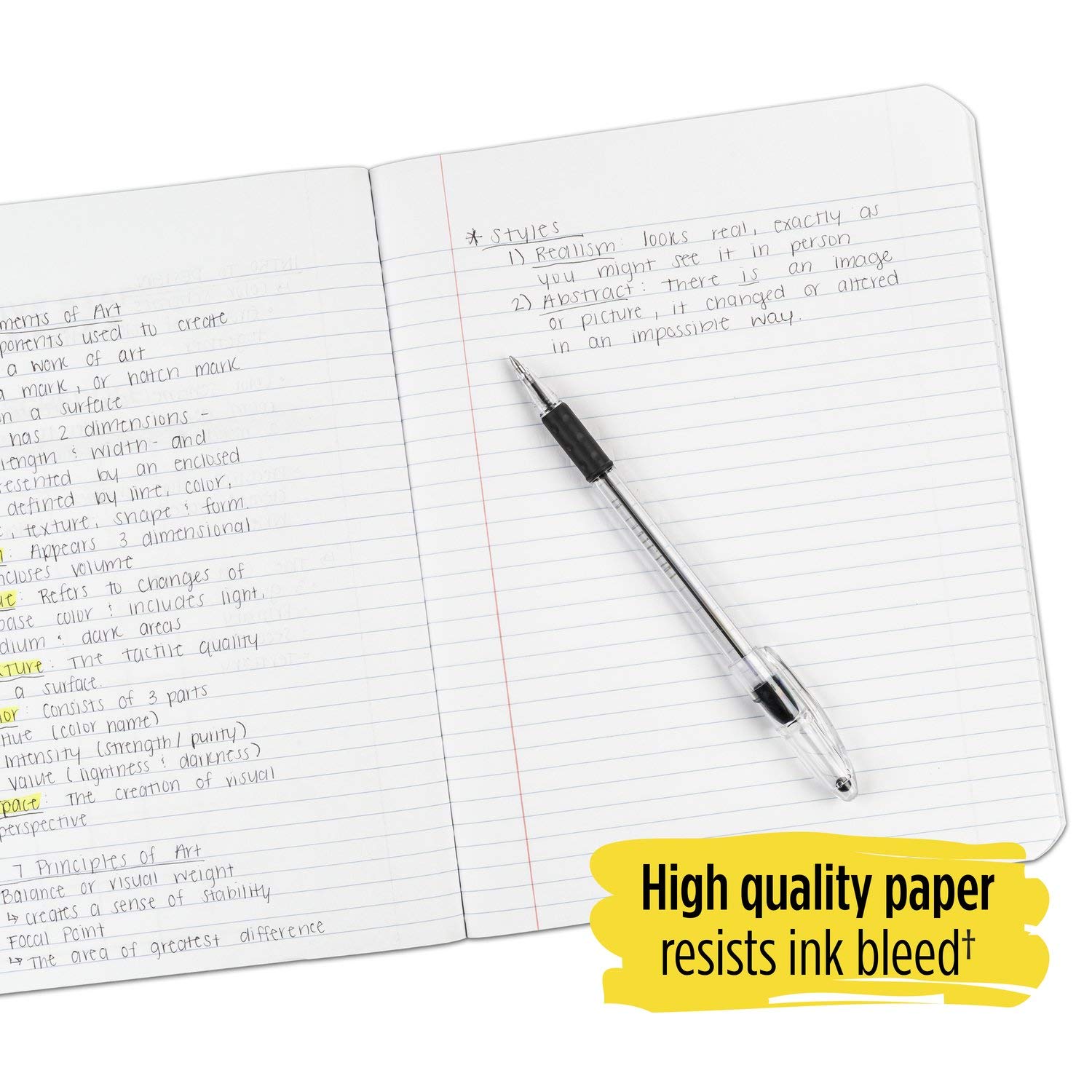 Five Star Composition Notebook, College Ruled Comp Book, Writing Journal, Lined Paper, Home School Supplies for College Students & K-12, 100 Sheets, 9-1/2" x 7-1/2", Black (72261)