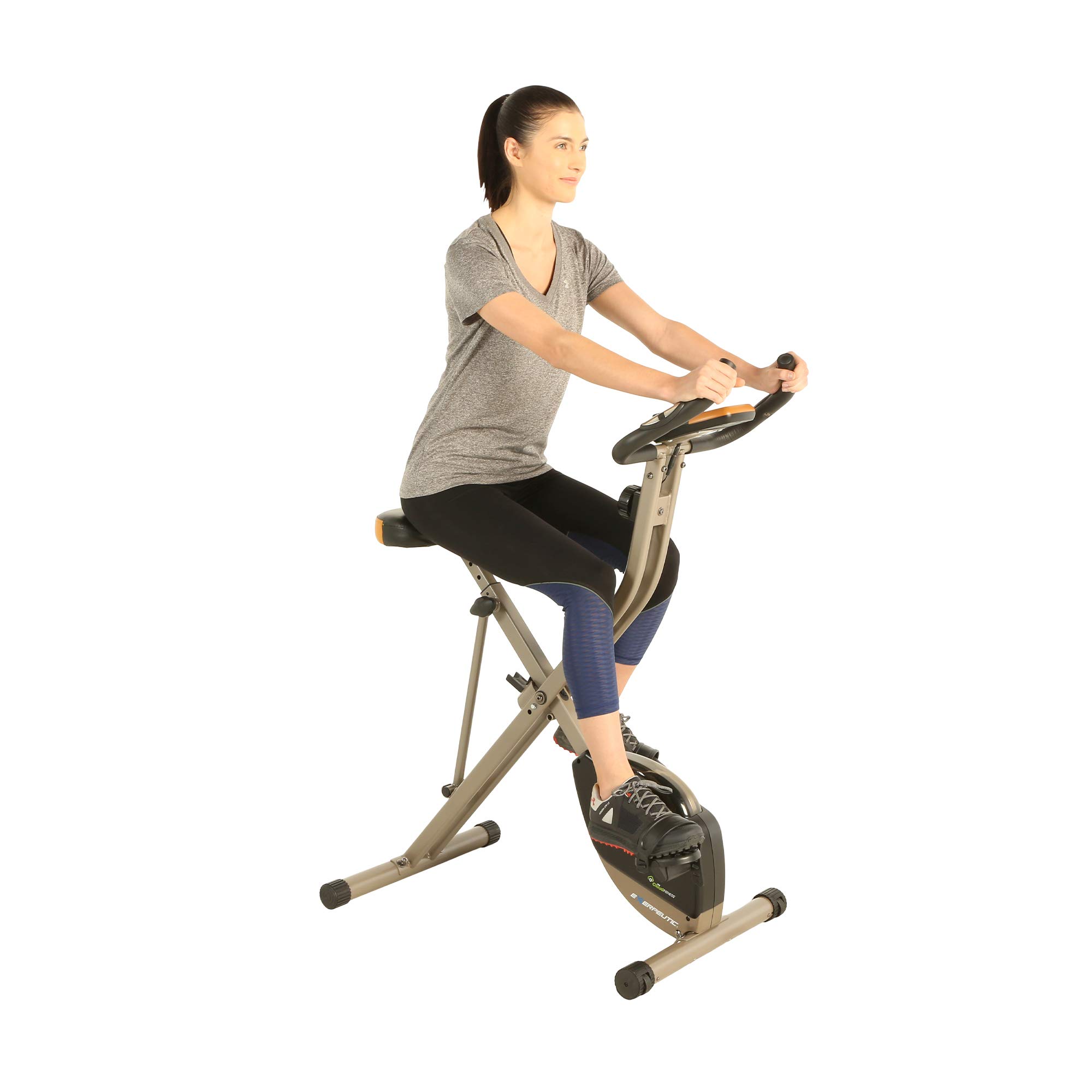 EXERPEUTIC Folding Bluetooth Smart Cloud Fitness Magnetic Upright Exercise Bike with Goal Setting and Free App