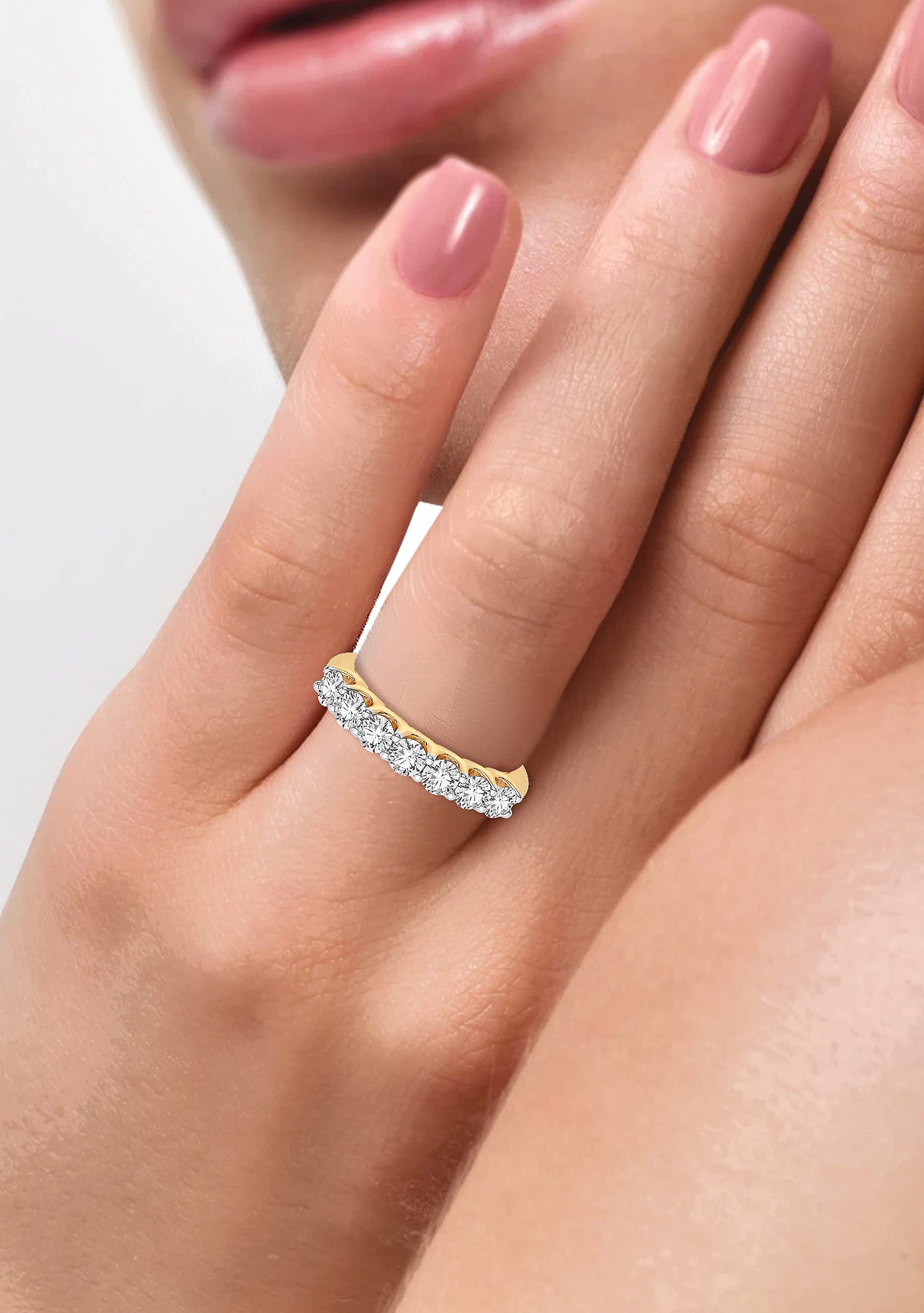 Femme Luxe 14K Gold 1.40 carat Lab-Grown Brilliant Diamond Eternity Band Ring for Women, Gift Ready Packaging (14K Yellow Gold)