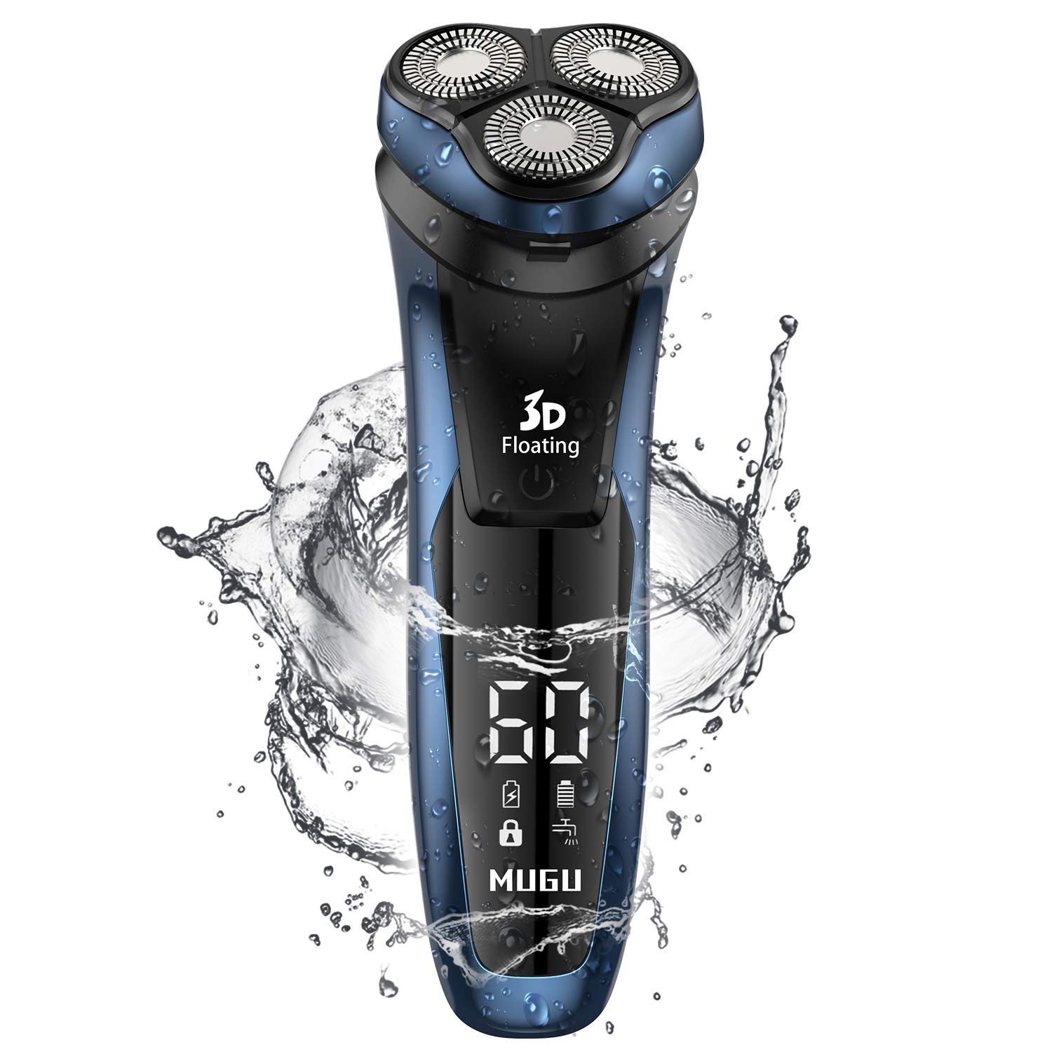Electric Shaver, MUGU Wet and Dry Rechargeable Cordless Mens Rotary Shavers with Pop-up Trimmer - USB Charging