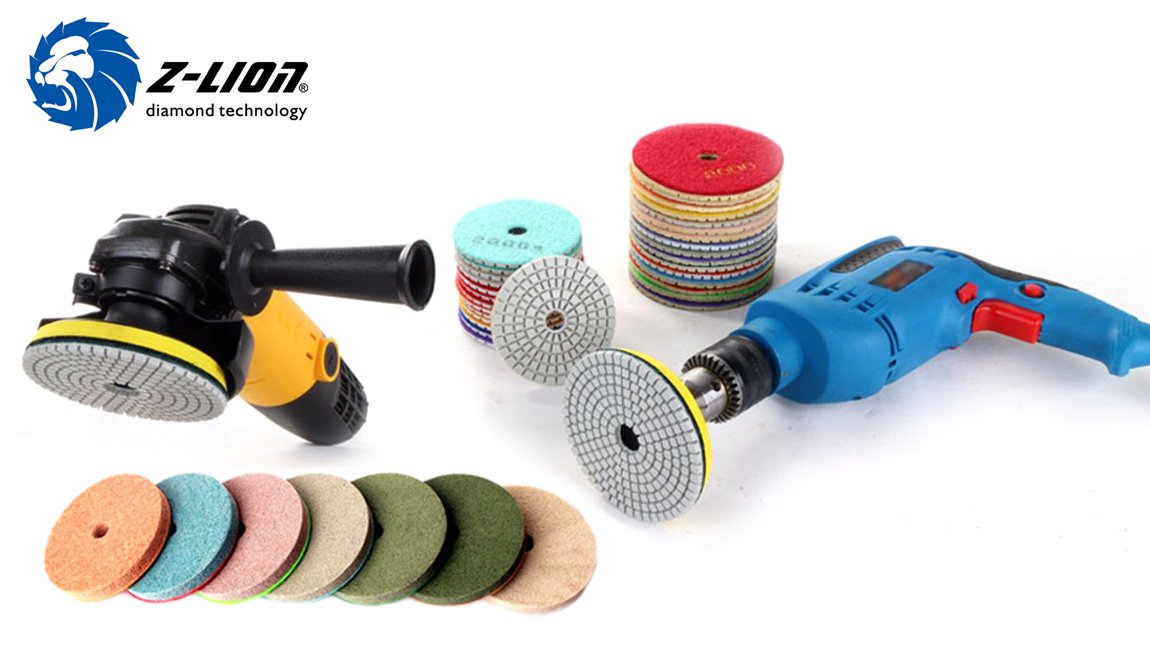Z-LION 4" Sponge Polishing Pad Wet Use Buffing Pad for Grinder Hoop and Loop Buffing Wheel for Granite Marble Clean(7 pcs,4 Inches)