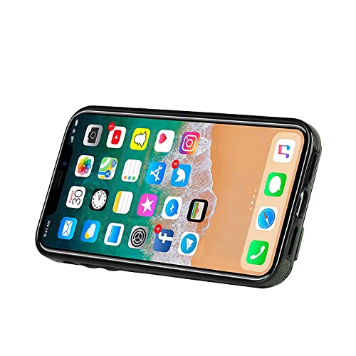 Phone Case Cover Compatible with iPhone Xs Max Leather Wallet Phone Case Stand Wrist Strap Phone Case Adjustable Wrist Strap Phone Case Compatible with iPhone Xs Max Bags Sleeves ( Color : Green )