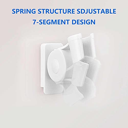 KnnRiim Shower Head Holder,Plastic Bathroom Strong Adhesive Showerhead Adapter,Wall Mount Adjustable Handheld Shower Head Holder Bracket,Waterproof,Relocatable Shower Wand Holder,White