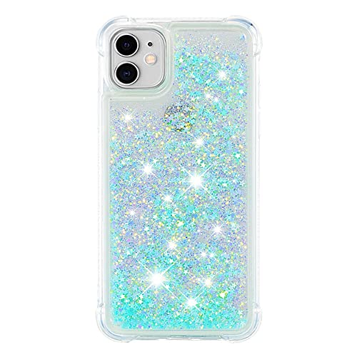 Phone Case Cover Glitter Case Compatible with iPhone 11 Case Compatible with Women Girls Girly Sparkle Liquid Luxury Floating Quicksand Transparent Soft TPU Phone Case Bags Sleeves (Color : Light blu