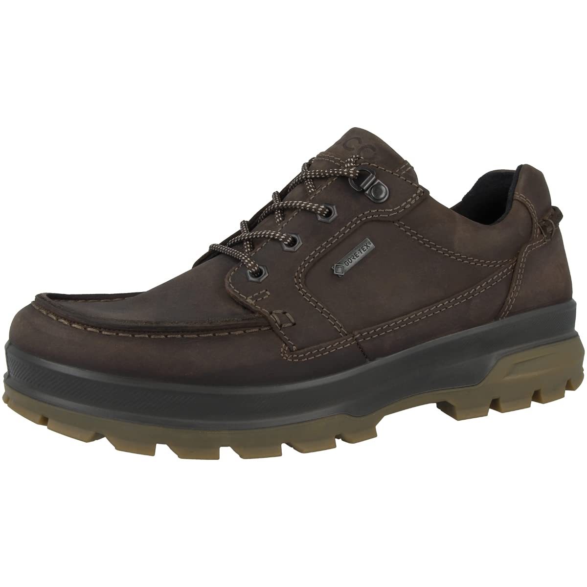 ECCO Men's Rugged Track Gore-TEX Moc Tie Hiking Shoe, Black, 9-9.5