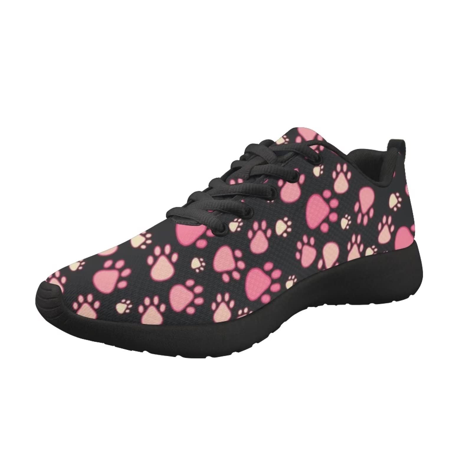 HUISEFOR Dog Paw Printed Casual Sneaker for Women, Comfort Breathable Mesh Running Shoes Non Slip Race Athletic Sport Shoes for Girls Birthday Gifts