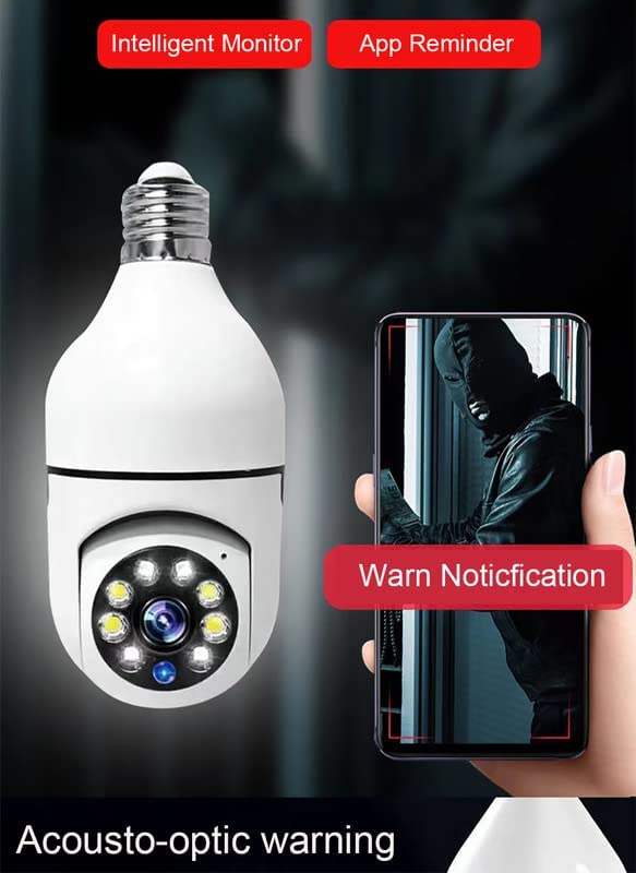 Light Bulb Camera 2 Pack, Wireless WiFi Full HD 5MP Security Light Bulb Camera, 360 Panoramic IP Camera, Indoor Outdoor, 1080P 2.4GHz WiFi Camera with Real-time Motion Detection, Alerts, Night Vision