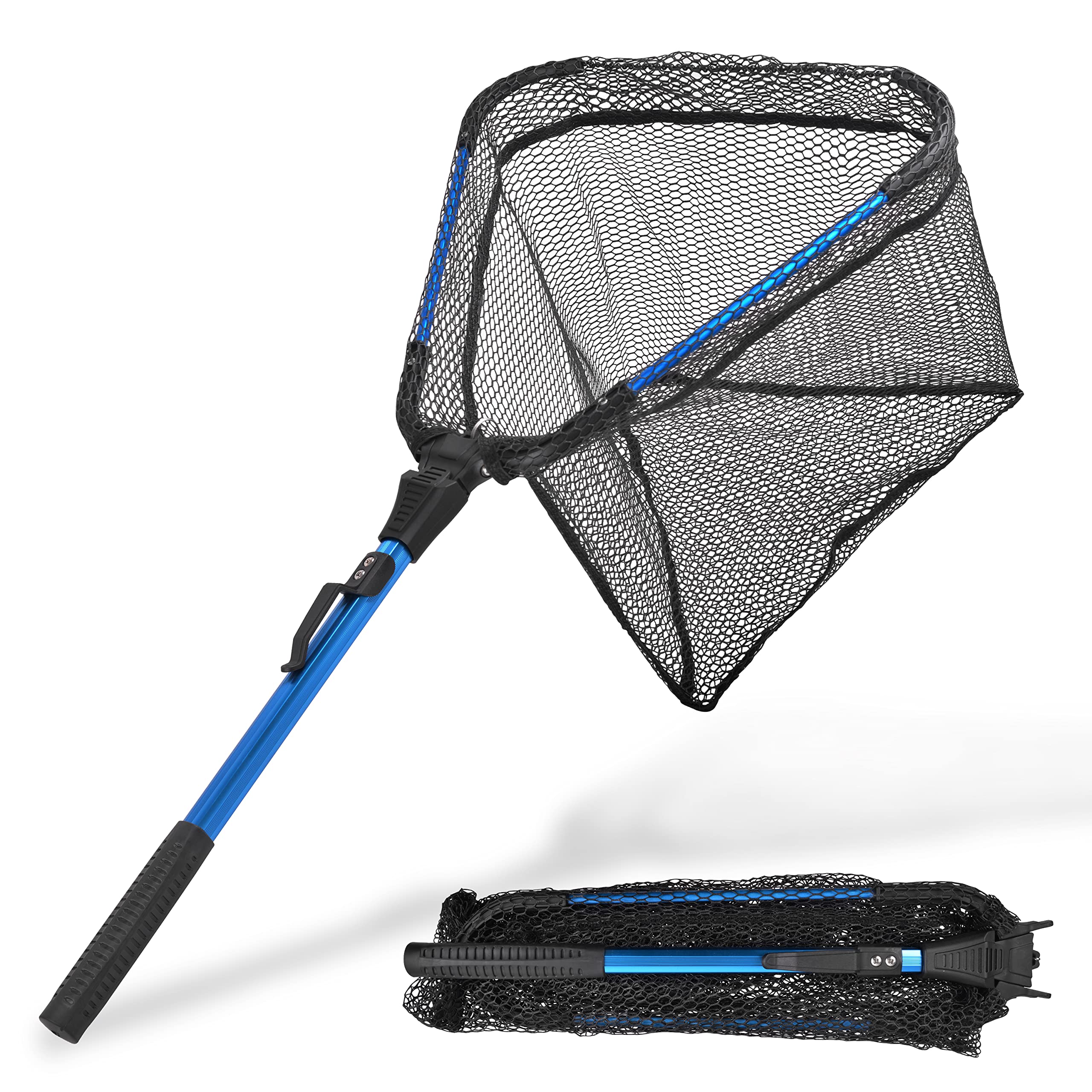 Fishing Landing Net Collapsible Fishing Nets Floating Fish Landing Net with Nylon Mesh Extendable Handle Safe Fish Net for Saltwater Freshwater Kids Men Women