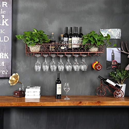 PIBM Stylish Simplicity Wine Shelf European Wrought Iron Hanging Wine Rack, Creative Wall Hanging Wine Rack, Bronze , 100CM