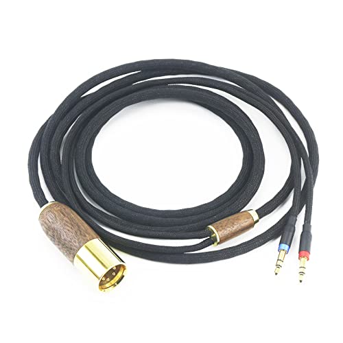 NewFantasia 4-pin XLR Balanced Cable 6N OCC Copper Silver Plated Cord Walnut Wood Shell Compatible with Hifiman Sundara, Ananda, Arya, HE400SE, HE4XX, HE-400i Headphone (2 x 3.5mm Version) 2.1m