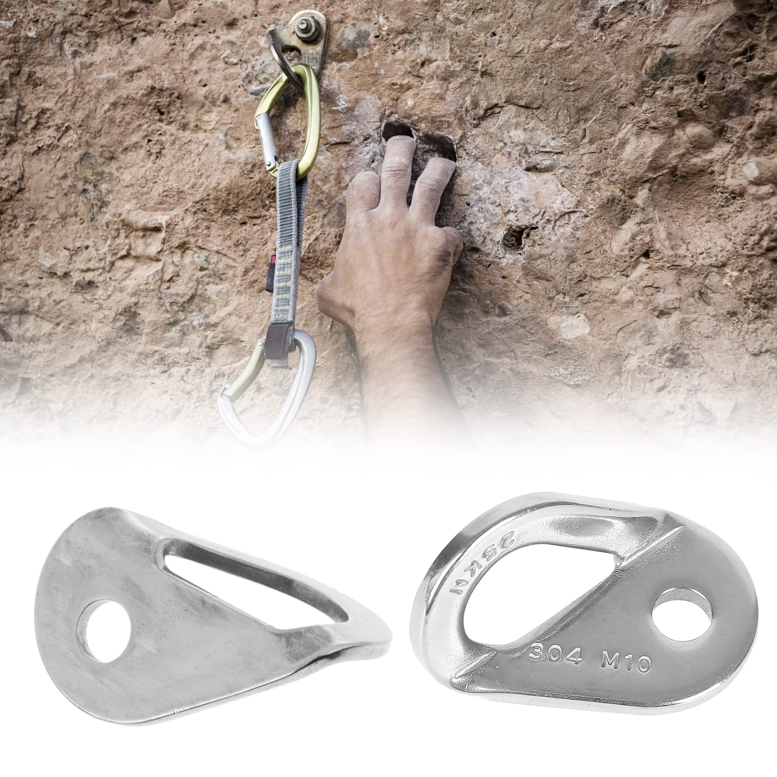JATCSG 20Pack Climbing Bolt Hanger, Stainless Steel Climbing Anchor Bolt, Rock Climbing Anchor for 10 mm / 3/8" Bolt, Fracture Load 25kN, for Climbing Rappelling Rescue Hammock Installation