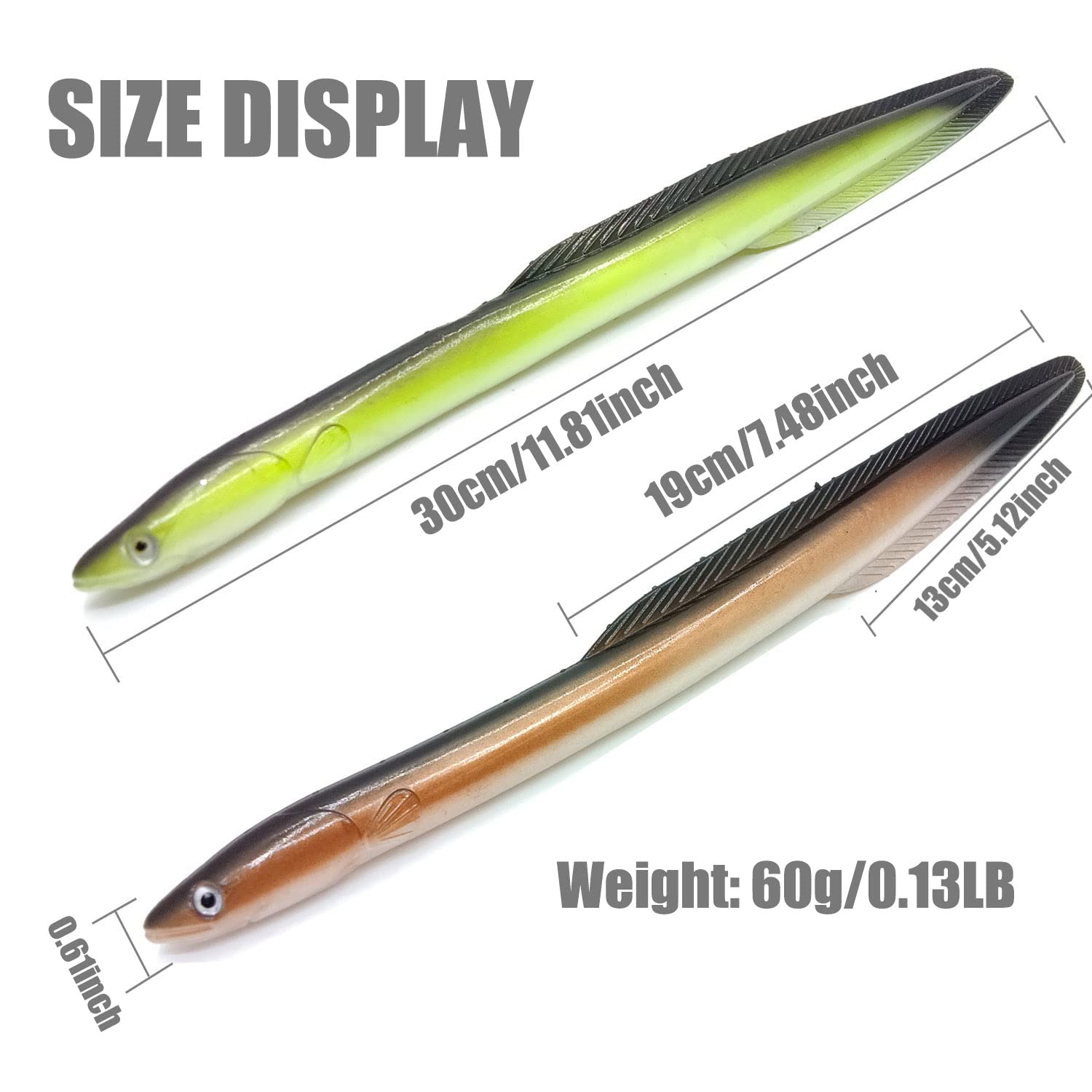 Fishing Soft Lures, 2 Pcs EEL baits Crankbaits Set Fishing Big Fish Baits Lures Sports & Outdoors Fishing Gear Accessories for Freshwater and Saltwater