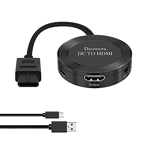 Dreamcast HDMI Converter 4:3/16:9 Aspect Ratio Switch - Simple Plug and Play HDMI Converter for Dreamcast Dreamcast Cable to HDMI - The Best Dreamcast AV Cable