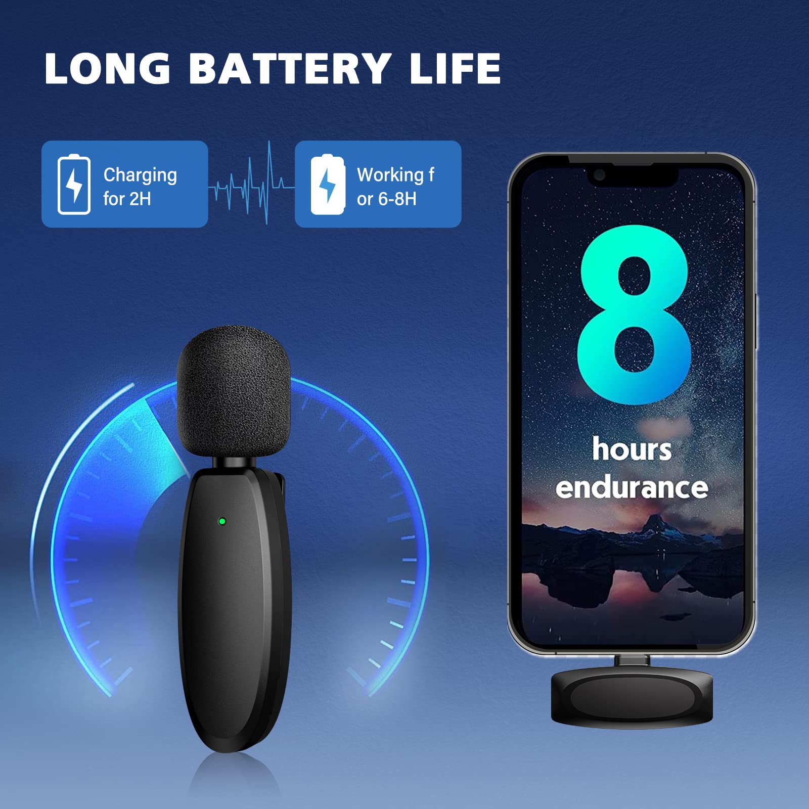 Oleciya Wireless Lavalier Microphone Lapel Mic for iPhone,iPad Cordless Video Recording 2 Clips on Microphone for YouTube TikTok Live Stream Interview Vlog Podcast