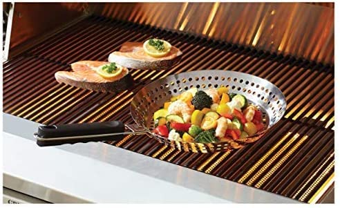 Mr. BBQ Stainless Steel Skillet with Removable Heat Resistant Handle - Perfect for Cooking Vegetables, Stir Fry, Seafood and More - Great for Tailgating and Camping