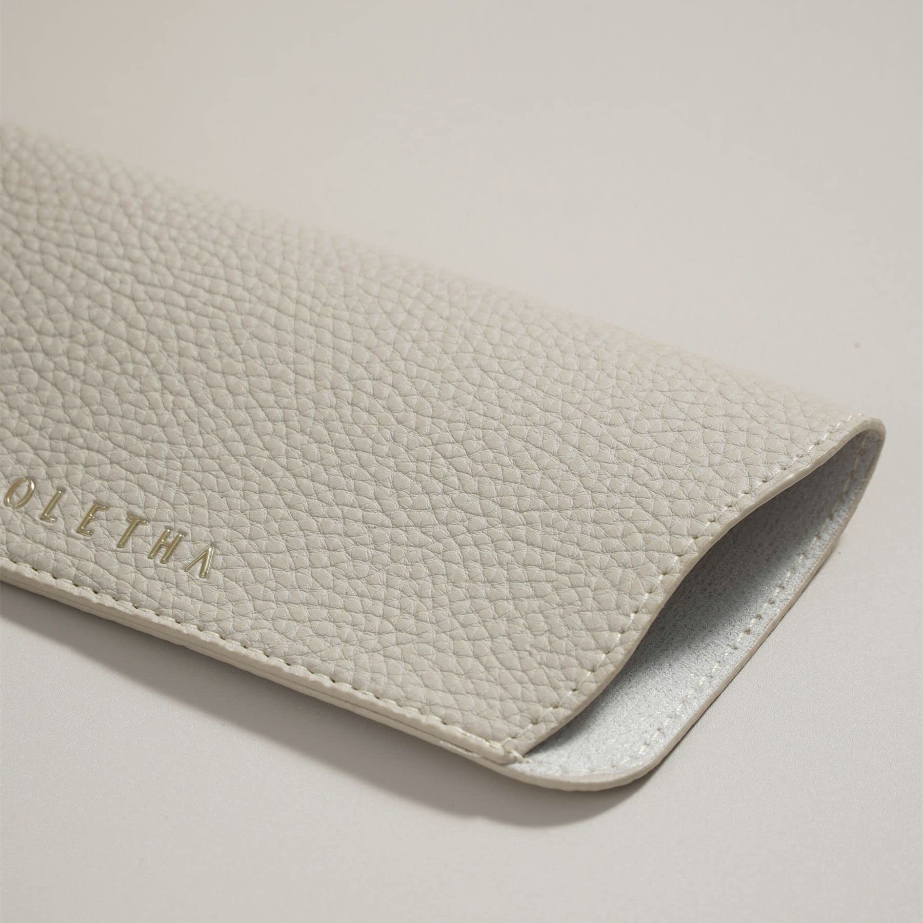 OLETHA Soft Glasses Case Set of 2 - Aesthetic Slim Travel Pouch Compatible with SOJOS Sunglasses, Eyeglass, Reading Glasses - Light Taupe