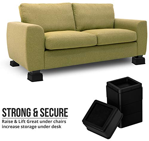 Utopia Bedding Bed Risers 2 Inch - Pack of 8 - Furniture Risers with Anti Slip Foam & Rubber Pad - Stackable Bed Lifts Risers Heavy Duty for Sofa, Bed, Table, Couch & Chair (Black)