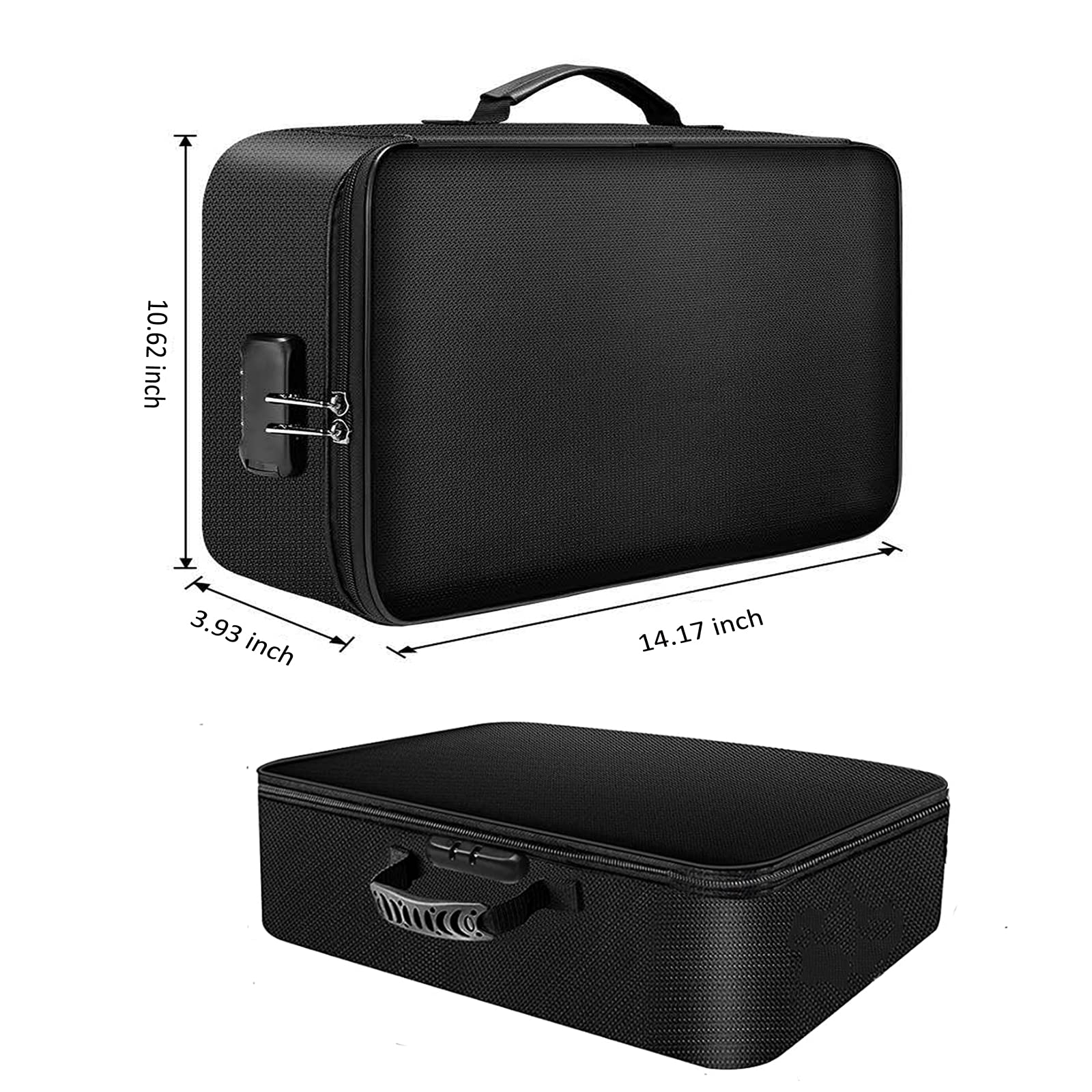 File Organizer Bags,Fireproof Document Bag with Money Bag,Home Office Travel Safe Bag with Lock,Multi-Layer Portable Filing Storage for Important File Passport Certificates Legal Documents