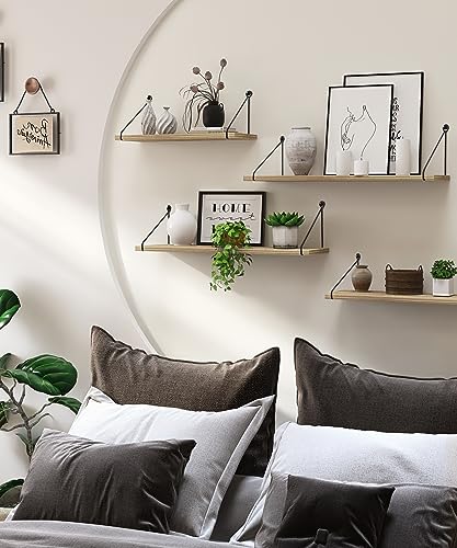Sapowerntus Long Floating Shelves for Wall Mounted 24 Inch, Rustic Farmhouse Wood Bathroom Hanging Extended Shelf, Bedroom Living Room Kitchen Office Display, Storage Decor Set of 2, Brown