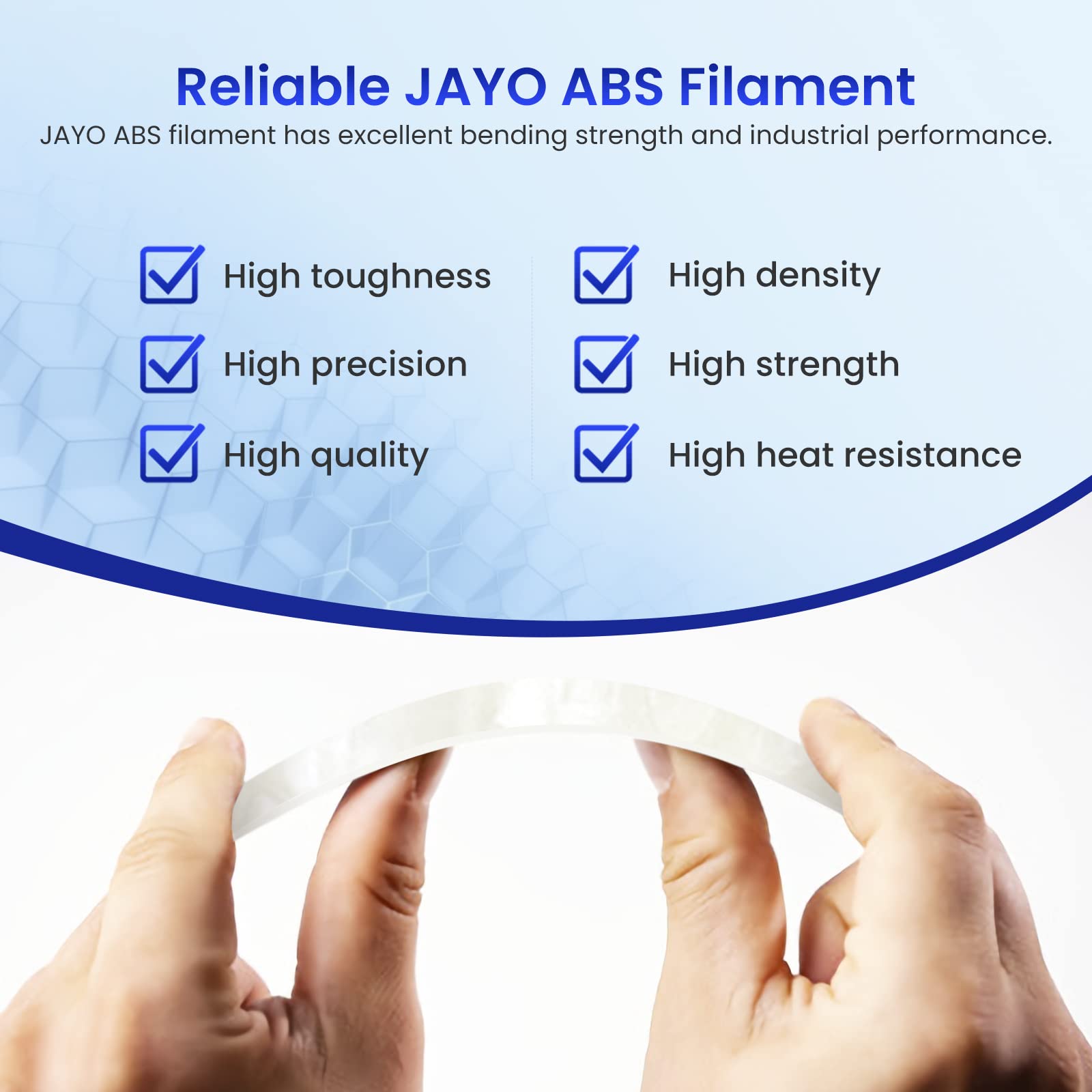 JAYO ABS 3D Printer Filament, Impact and Heat Resistant ABS Filament 1.75mm Dimensional Accuracy +/- 0.02mm, 0.65KG Cardboard Spool 3D Printing Material Fits FDM Printers, ABS Transparent 650G