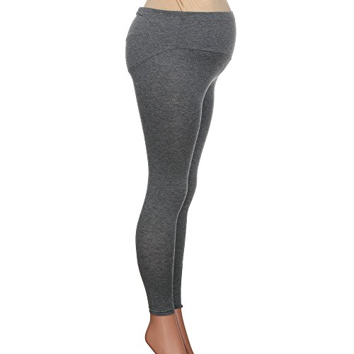 Women's Pregnant Pants Workout Active Stretchy Pants Capri Maternity Leggings Over The Belly Maternity Trousers (Dark Gray, L)
