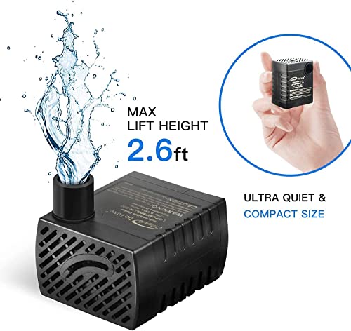 Simple Deluxe 80GPH Submersible Water Pump 4W Durable Fountain Pump for Pond, Aquariums Fish Tank, Statuary, Hydroponics