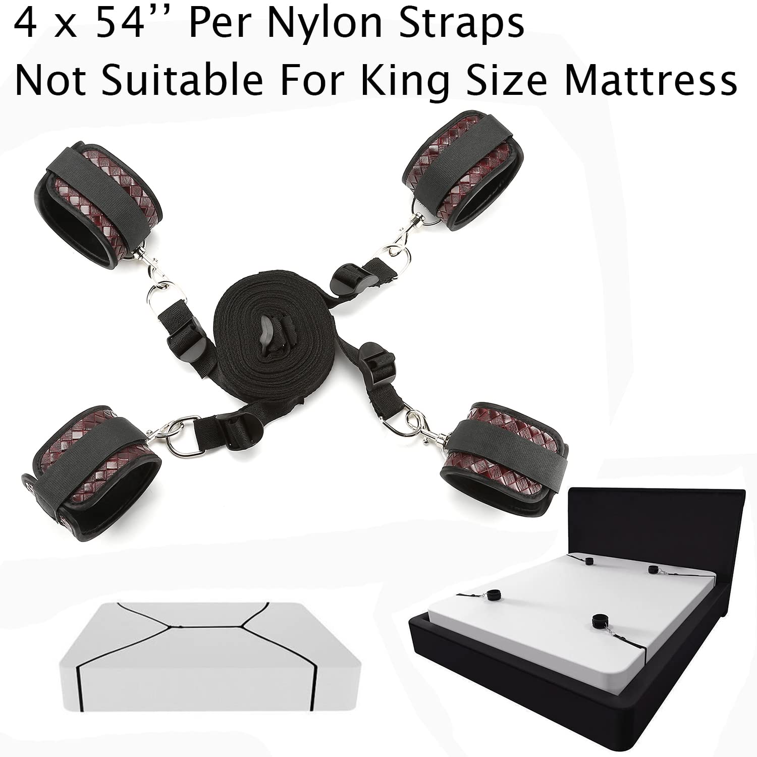EXREIZST Silver Expandable Spreader Bar with 4 Brown Fur Leather Straps Nylon Belts Adjustable Exercise Sports Training Set