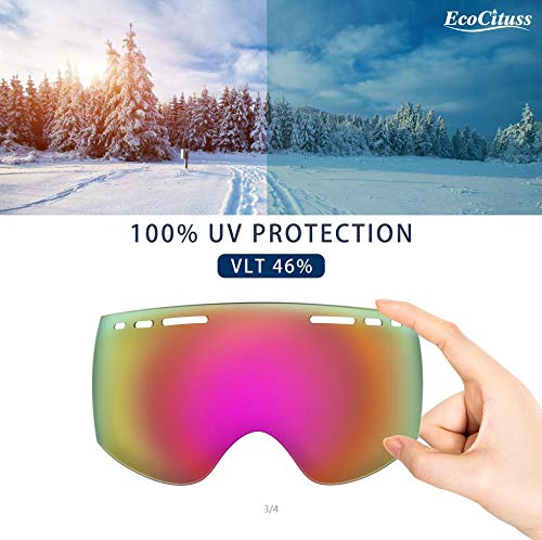 ECOCITUSS OTG Ski Goggles - Over Glasses Ski/Snowboard Goggles for Men, Women & Youth - 100% UV Protection