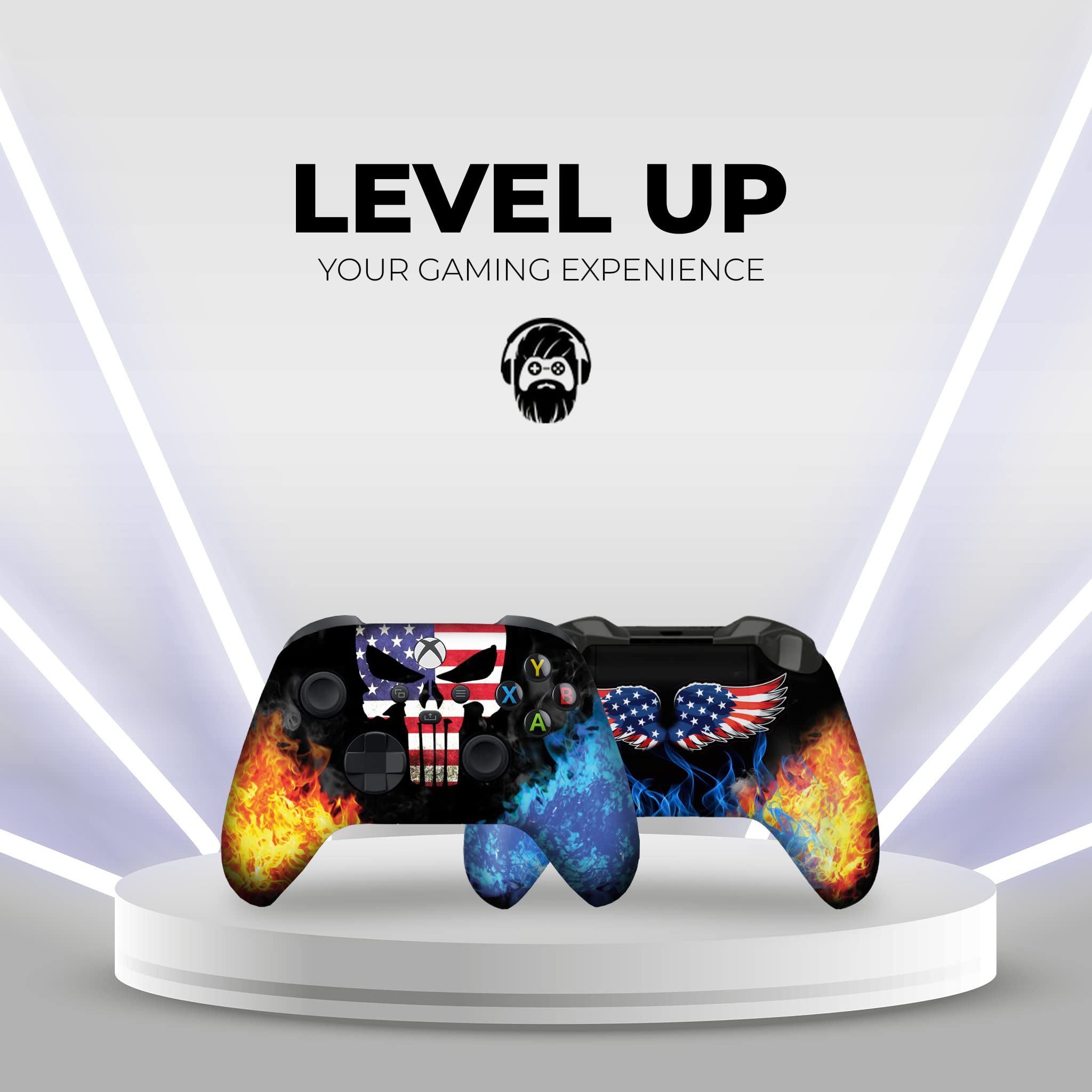DreamController Green Skull Custom X-box Controller Wireless compatible with X-box One/X-box Series X/S Proudly Customized in USA with Permanent HYDRO-DIP Printing(NOT JUST A SKIN) (MODDED)