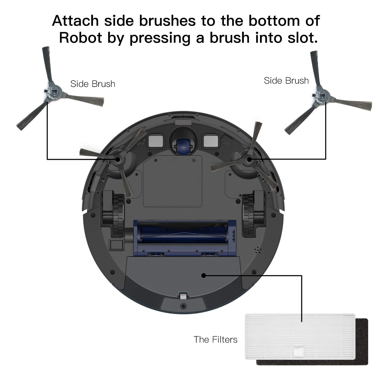 Filter and Side Brush Replacement Kit for R3500 R3500S iMartine D900C C800 C900 R3500A Robot Vacuum Cleaner, Vacuum Replaces Part Replenishment Brush Filter Accessories