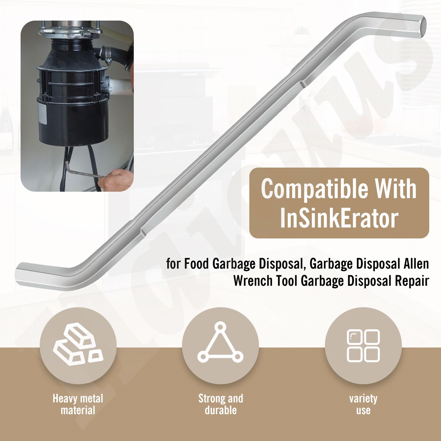 Garbage Disposal Wrench/Garbage Disposal Key Wrench, WRN-00 Jam-Buster Wrench, Compatible With InSinkErator, for Food Garbage Disposal, Garbage Disposal Allen Wrench Tool Garbage Disposal Repair