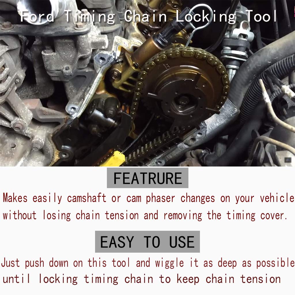 for Ford 4.6L/5.4L/6.8L 3V Engines Repair Tools Kit - Valve Spring Compressor, Crankshaft Positioning Tool, Cam Phaser Holding Tool and Timing Chain Locking Wedge Tool with Crankshaft Pulley Bolt