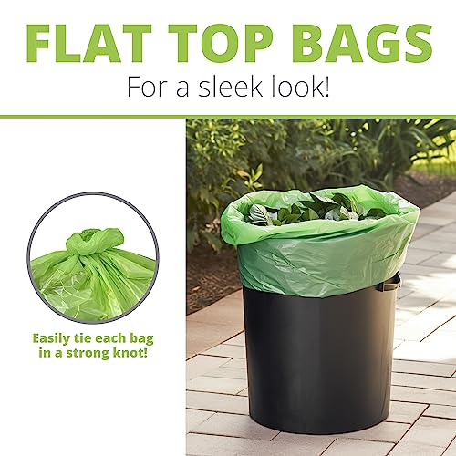 Simply Bio 55 Gallon Compostable Trash Bag with Flat Top, Heavy Duty Extra Thick 1.57 Mil, 12 Count, 208.2 Liter, Large Lawn Yard Waste Bag, ASTM D6400, US BPI and Europe OK Compost Certified