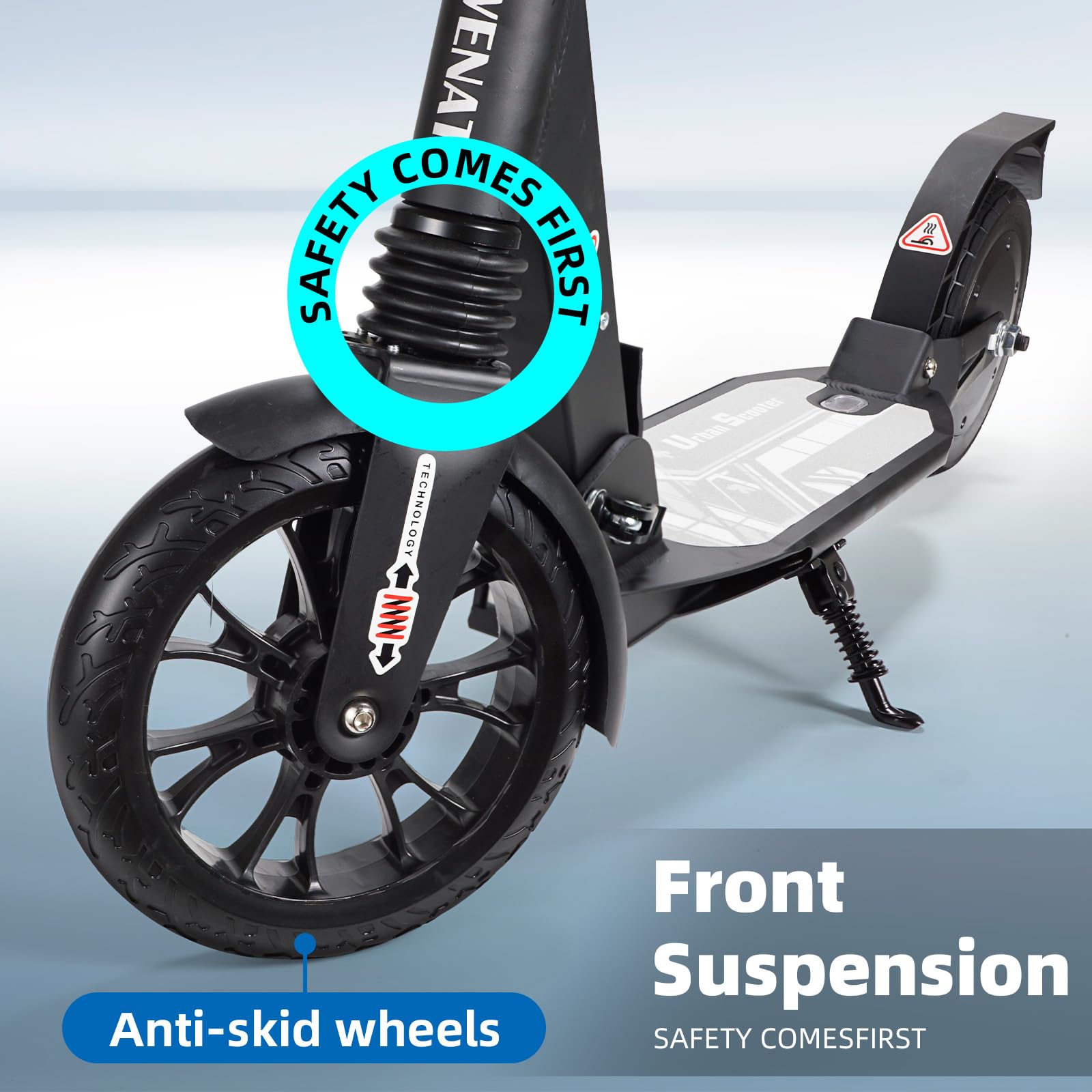 Electric Scooter for Kids and Adults, Max 5 Miles Range and 15 Mph Speed, 8" Solid Rubber Wheels Lightweight Electric Kick Scooter for Kids 8+