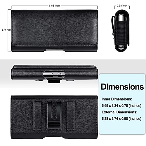 ykooe Premium PU Leather Holster for iPhone 13 Pro 13 12 12 11 XR, Max, with Card Slot Holder Cell Phone Belt Clip Case Samsung Galaxy S22 S21 S20 A32 A13 (Fits Phone with Otter Box Case on), Black