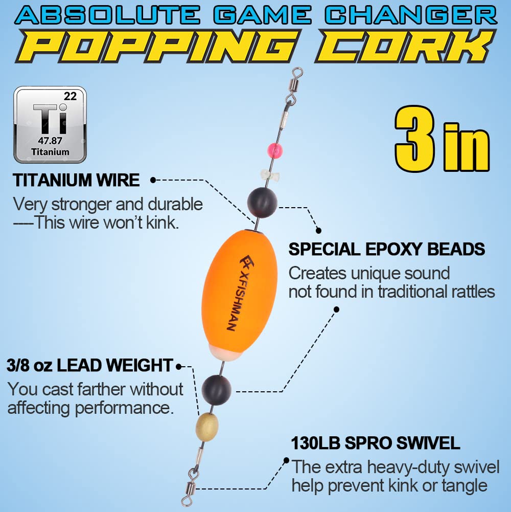 Fishing-Popping-Cork-for-Saltwater-Bobbers-Large-Floats Red Fish Popper for Carolina Rig (Popper_Yellow 2 Pack)