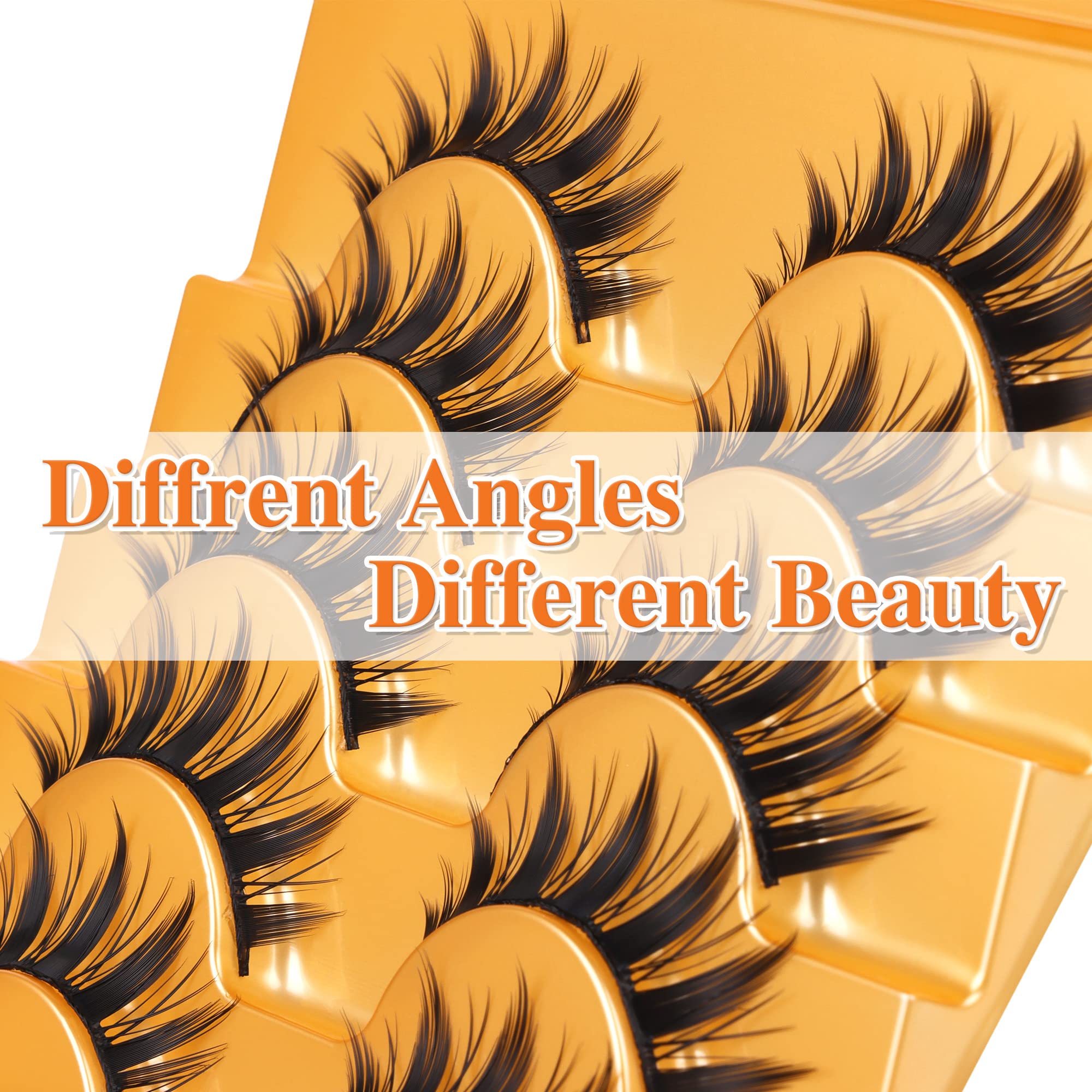 Manga Lashes Anime False Eyelashes Anime Spiky Fake Lashes Natural Wispy Doll Eye Lashes 5 Pairs Cosplay Mink Eyelashes Pack by wtvane