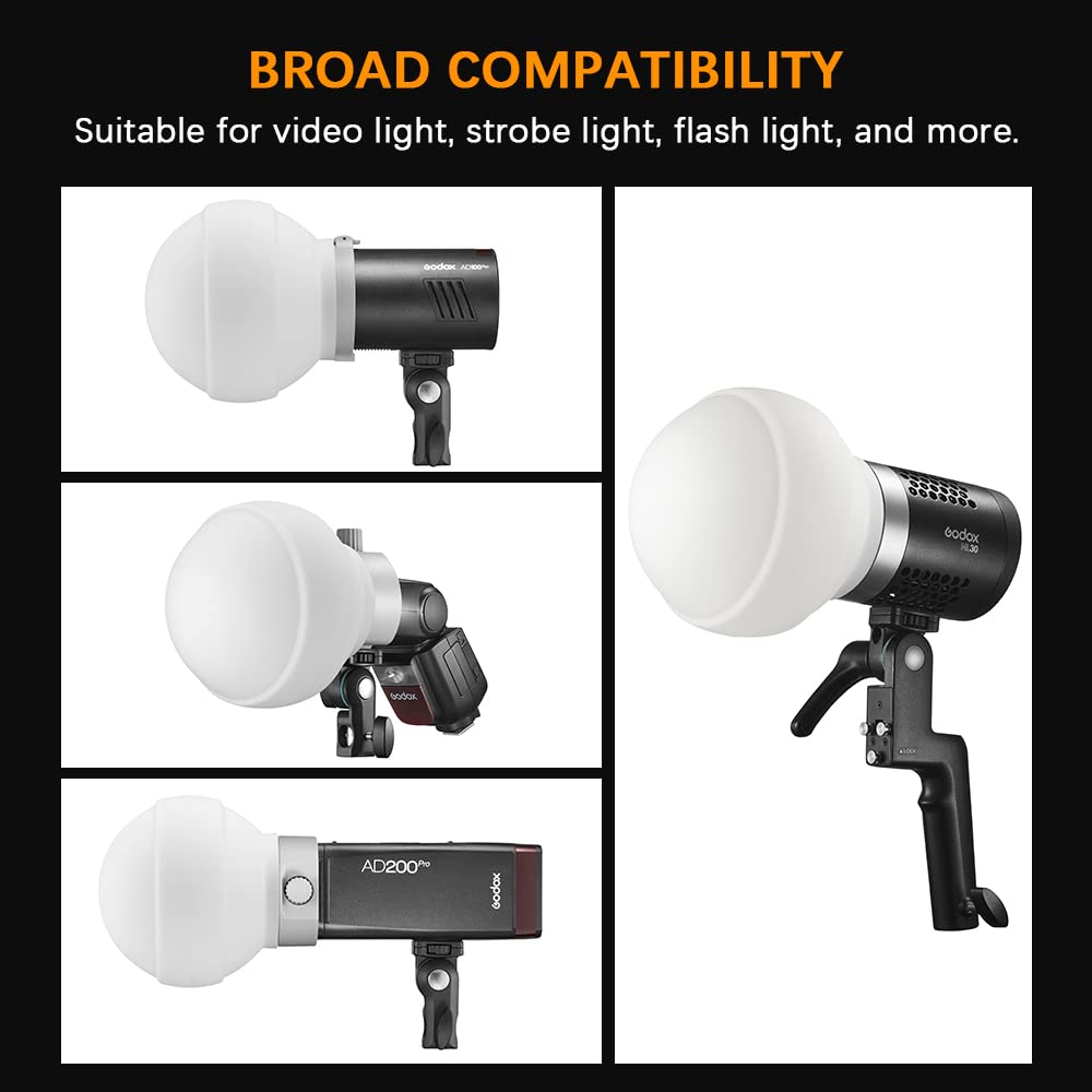 GODOX ML-CD15 Softbox Diffusion Dome Kit with 3 Adapters for godox V1 AD100PRO AD200PRO V860III V860II V850II TT685II TT685 TT600 TT560II TT520II TT660S AD200 ML30 ML30Bi ML60 ML60Bi AD300PRO AD400PRO