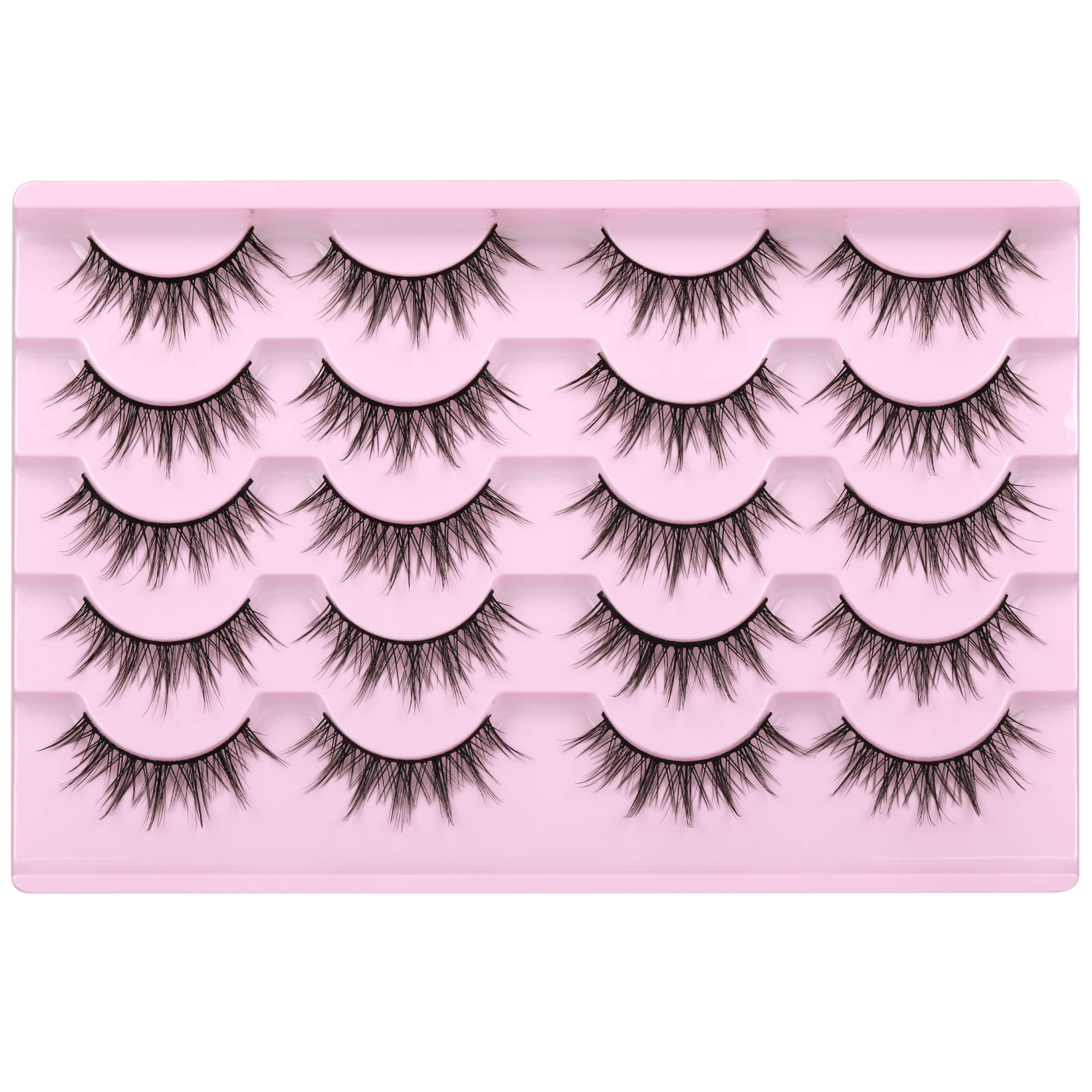 Manga Lashes Clusters Natural Eyelashes Wispy Faux Mink Lashes Fluffy Strip Lashes False Eyelashes Pack That Look Like Cluster Lashes Extensions by Lanflower
