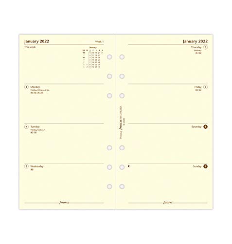 Filofax Personal Week on Two Pages Cotton Cream English 2022 Diary