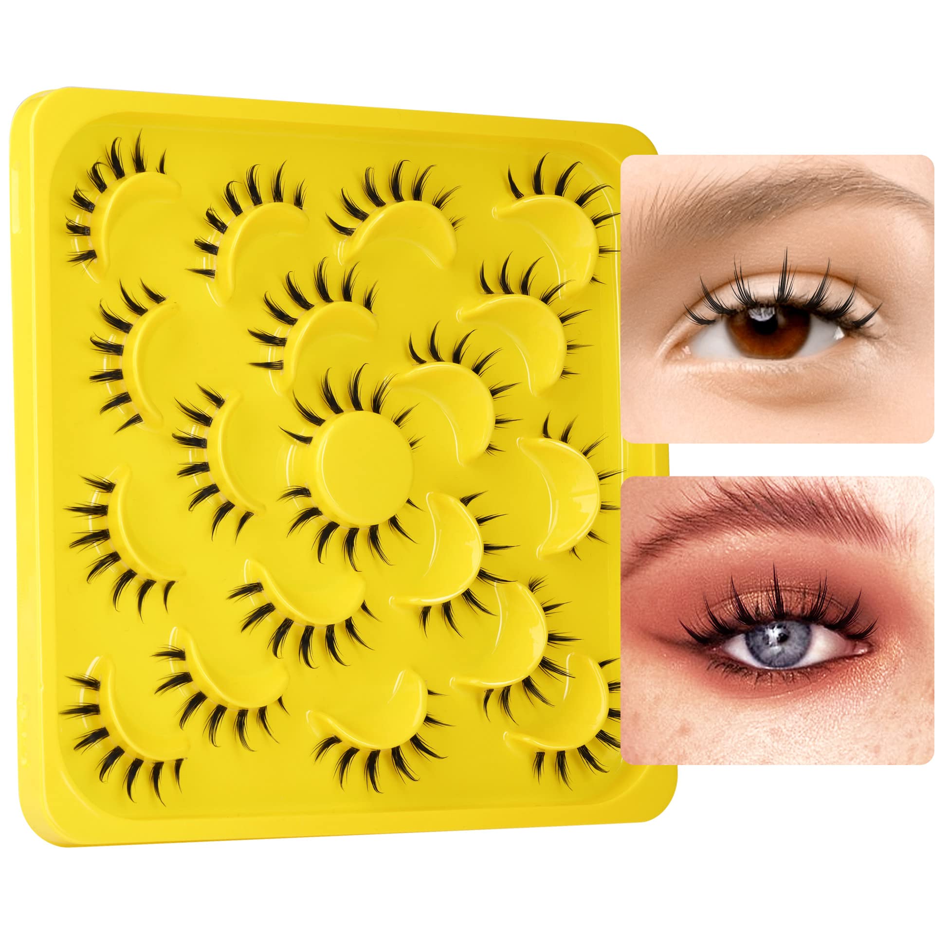 Manga Lashes Natural Look Anime Lashes Look Like Clusters Asian False Eyelashes Clear Band 10 Pairs Fake Eyelashes Pack