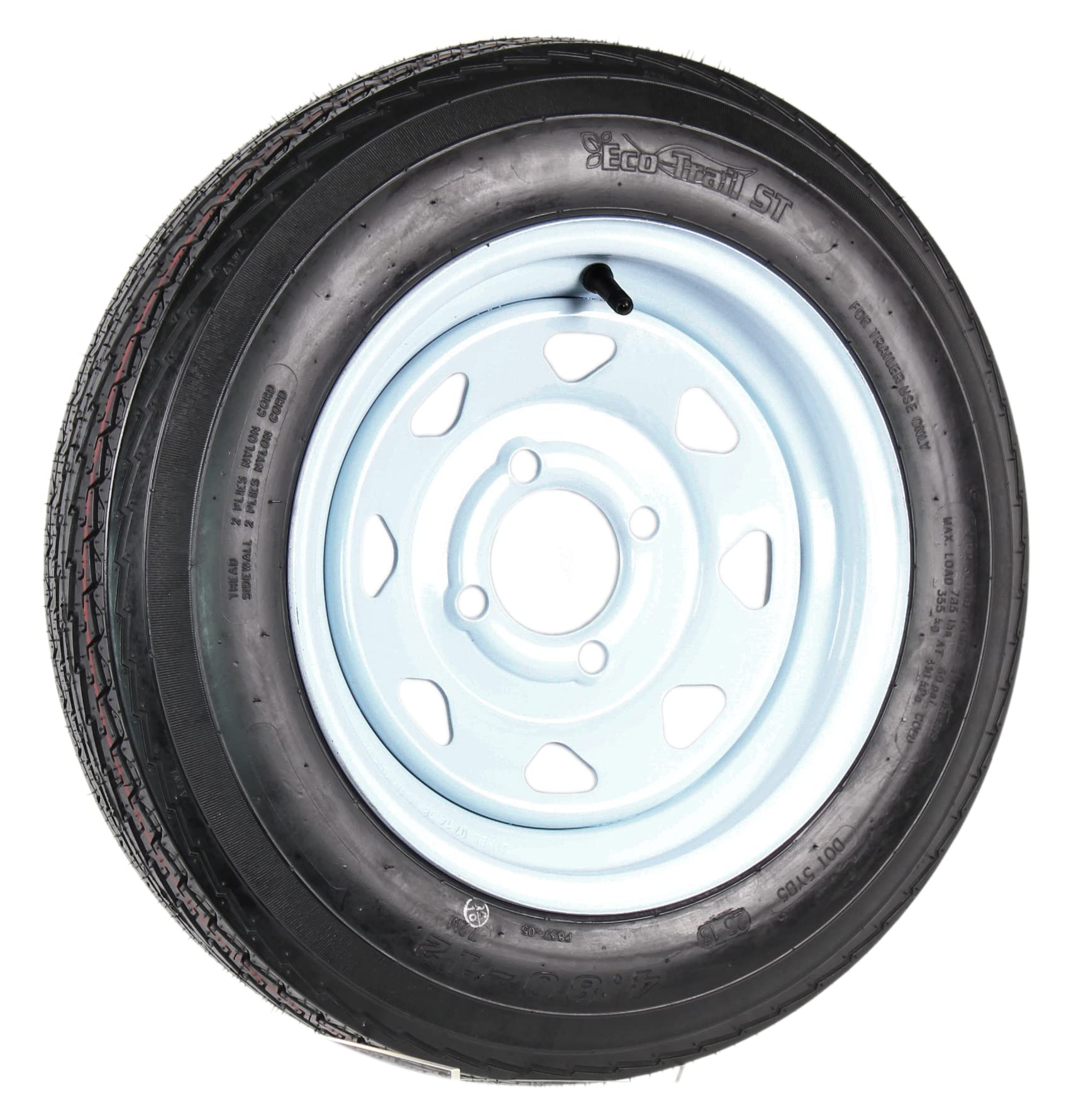 eCustomrim 2-Pack Trailer Tire On Rim 4.80-12 12 in. Load C 4 Lug White Spoke Wheel - 2 Year Warranty w/Free Roadside